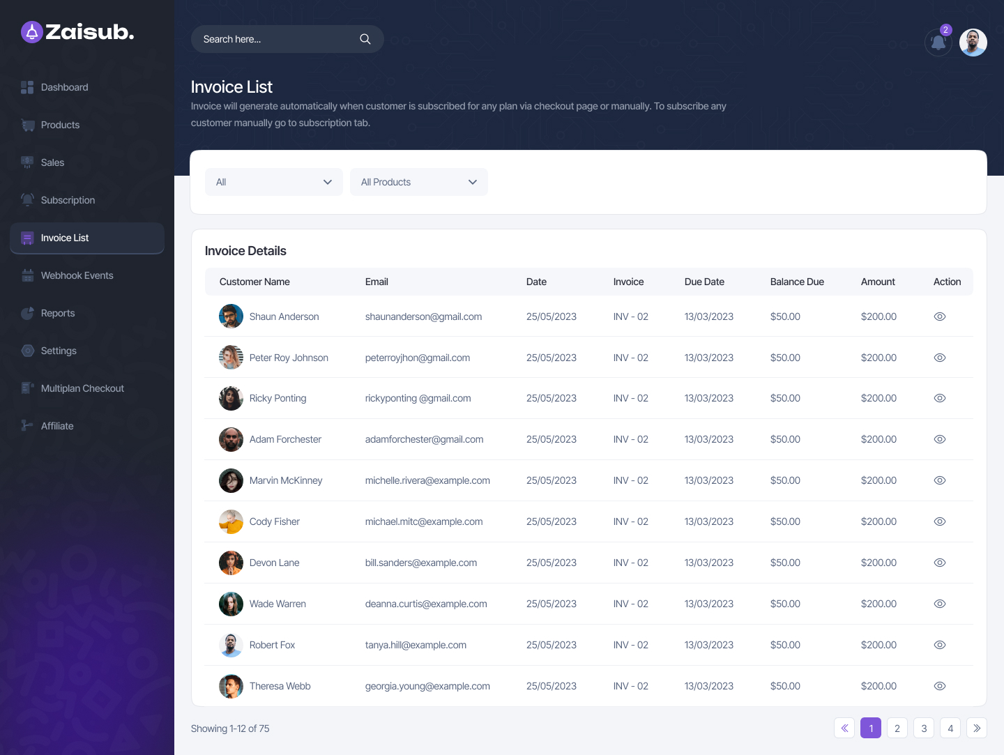 Zaisub - Subscription & Billing Management Laravel Script. by zainiktheme